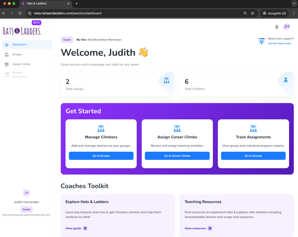 Log in to Hats & Ladders